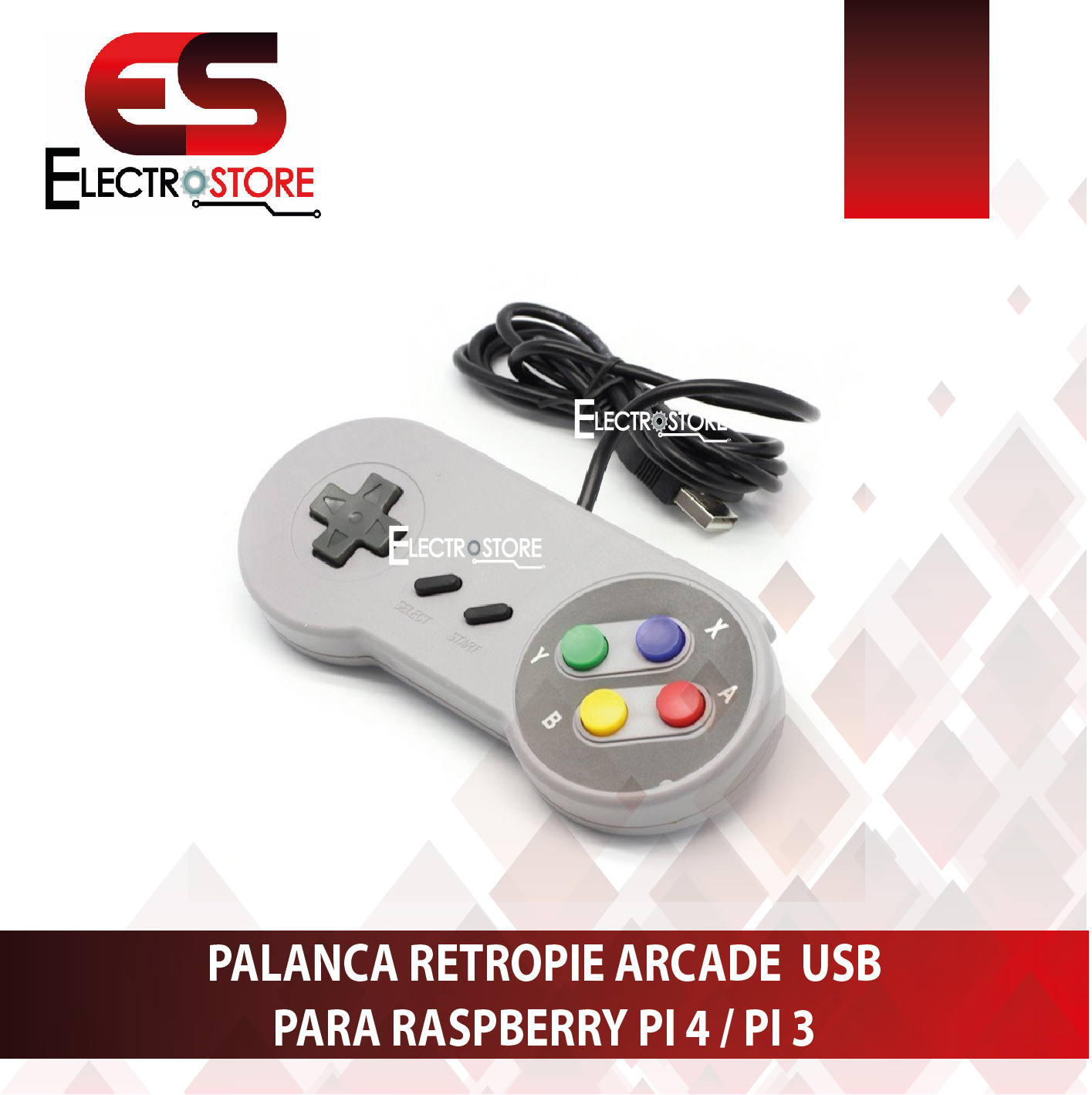 CONTROL RETROPIE TIPO SNES USB RASPBERRY PI 4/PI 3/PC - Electrostore